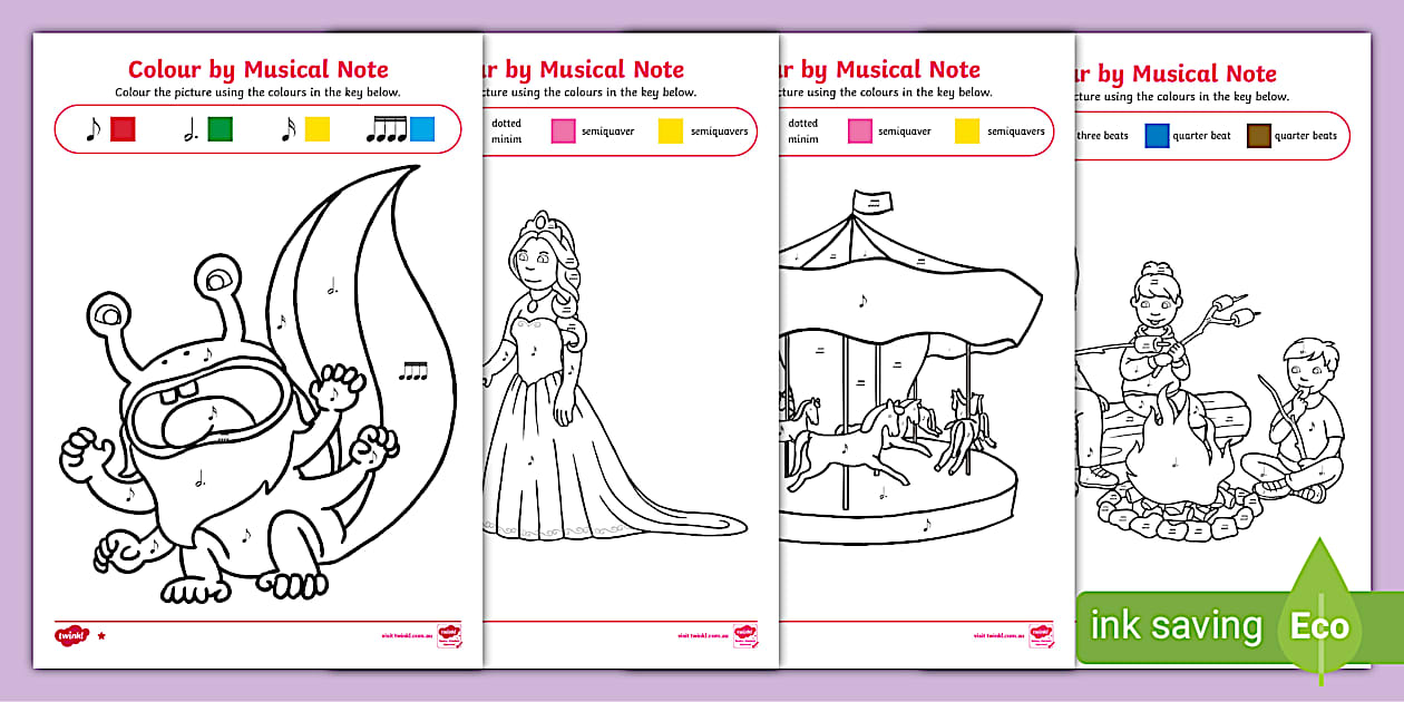 Colour By Music Note Differentiated Activity Sheets - Twinkl