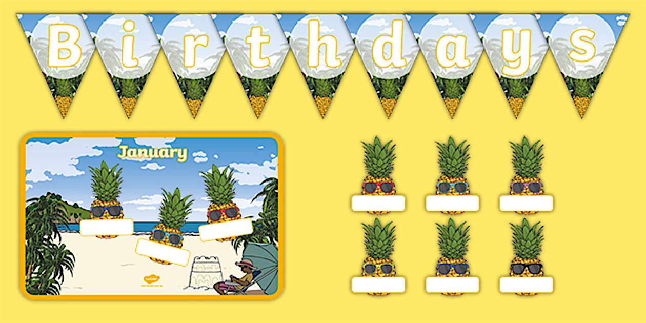 Tropical Pineapple Birthday Display - Twinkl