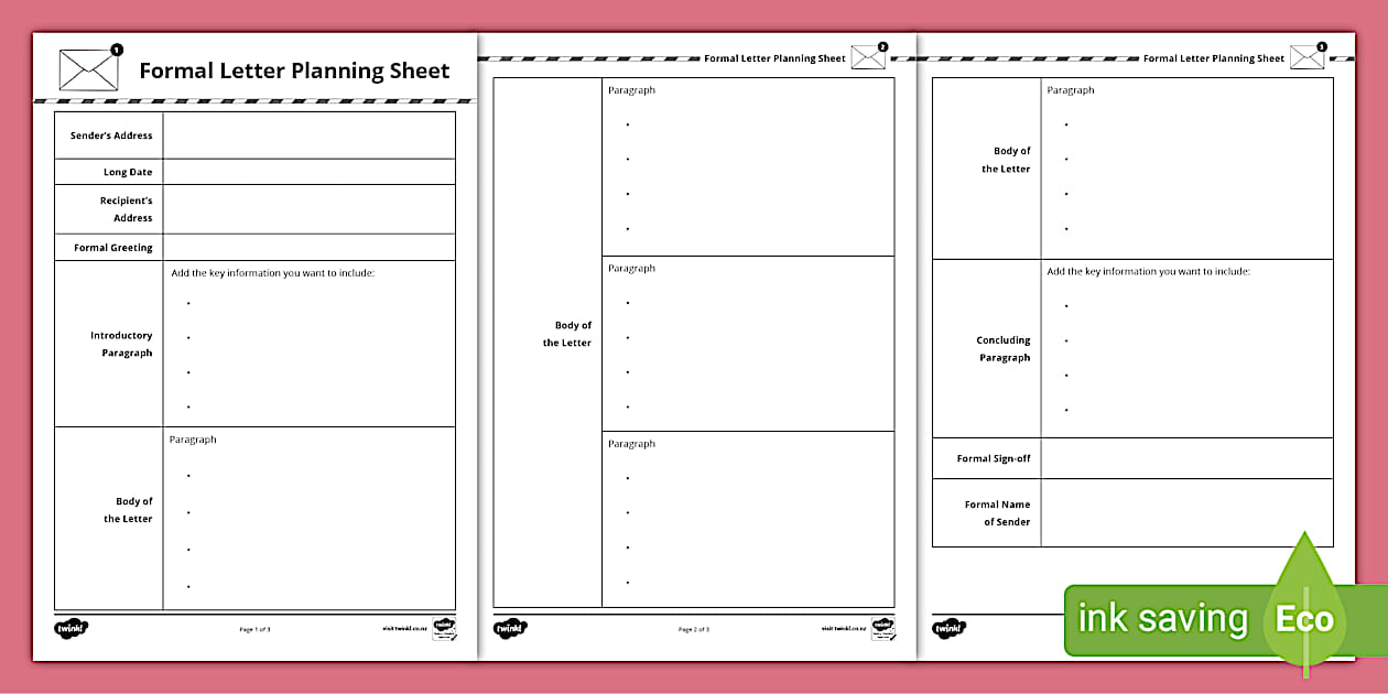 You've Got Mail! Level 4 Letter Writing Planning Sheet