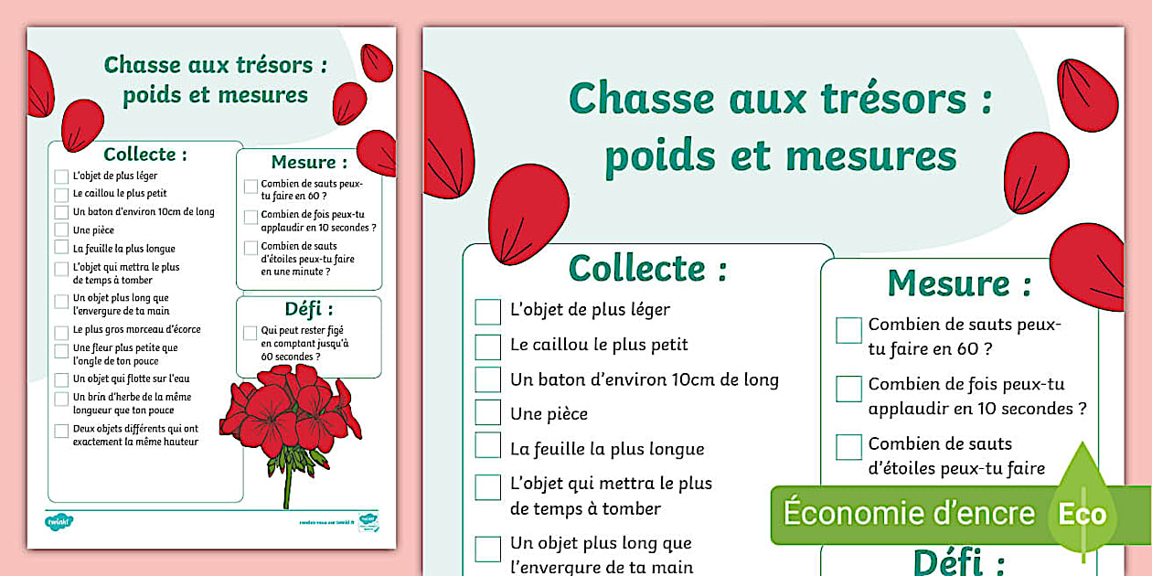 Chasse aux trésors : poids et mesures (teacher made)