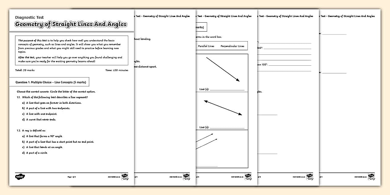 Diagnostic Test: Geometry of Straight Lines & Angles Grade 8