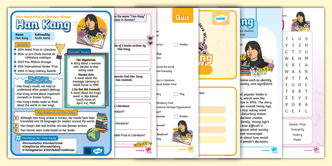 All About Han Kang English Activity Pack