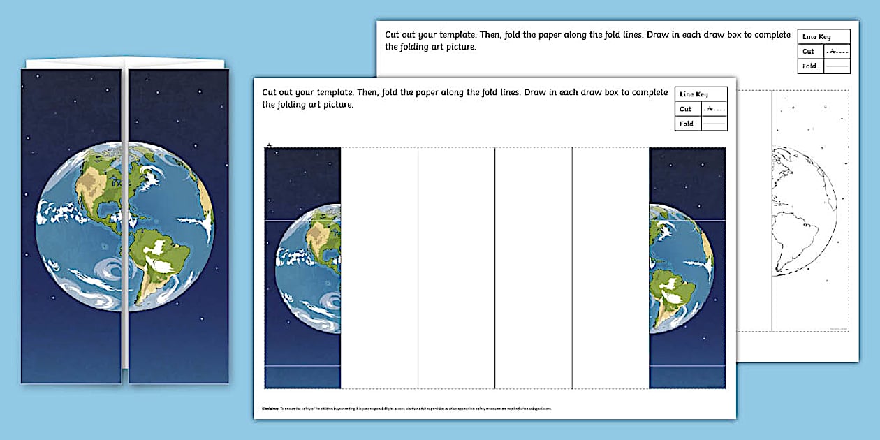 Earth Folding Art Template (teacher made) - Twinkl
