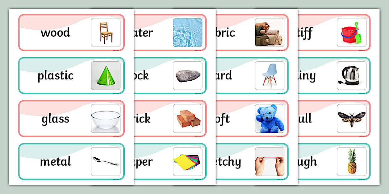 Everyday Materials Scientific Vocabulary Cards - Twinkl KS1