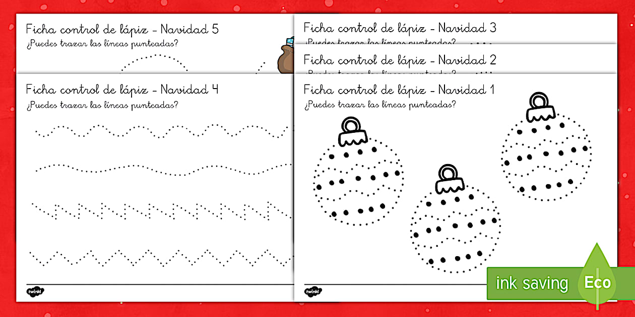 Fichas de motricidad fina trazo: La Navidad - Twinkl