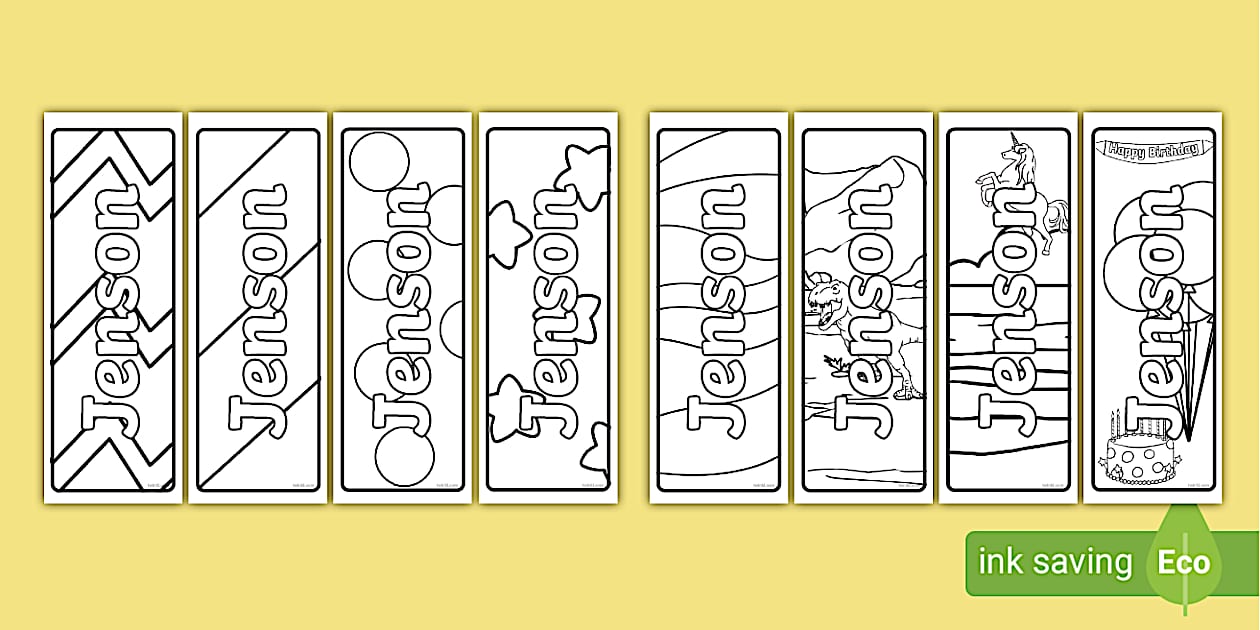 Jenson Name Simple Colouring Bookmarks | Twinkl | KS1