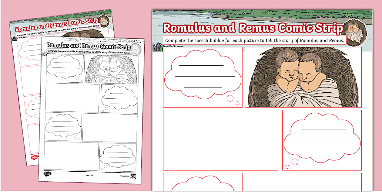 Finish the Romulus and Remus Comic Strip Worksheet - Twinkl