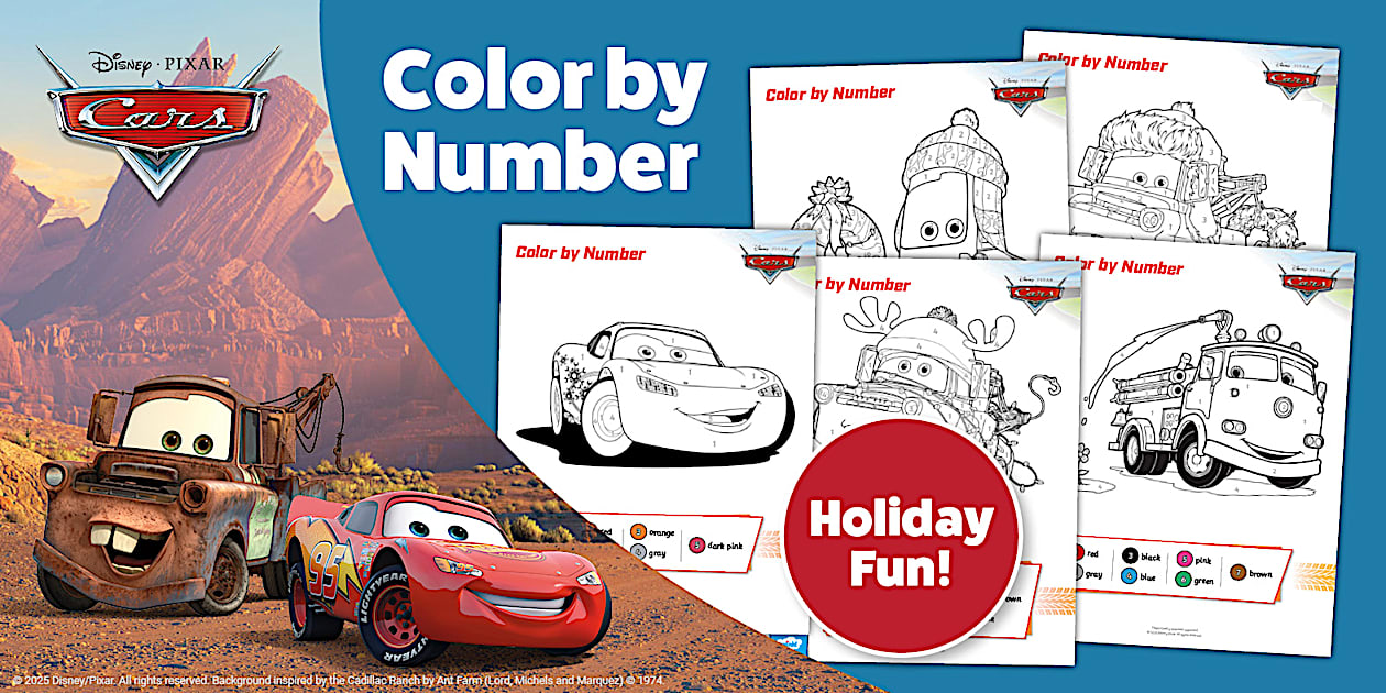 Cars: Holiday Color by Number Activities