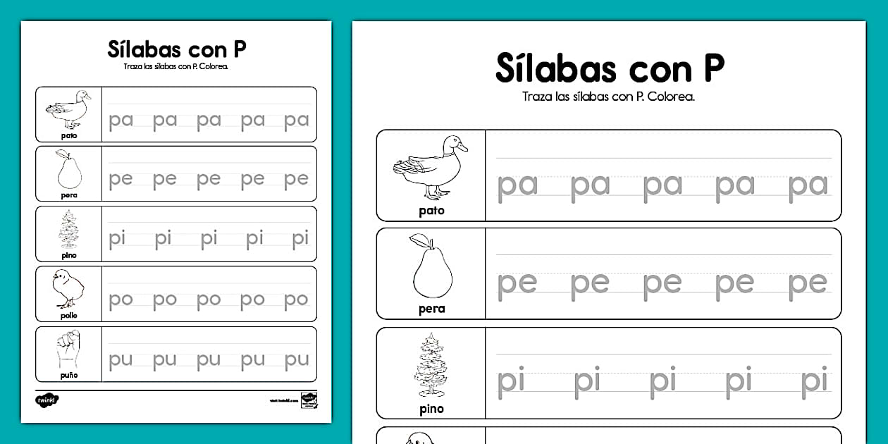 Actividad: Sílabas iniciadas con P / Twinkl USA - Twinkl