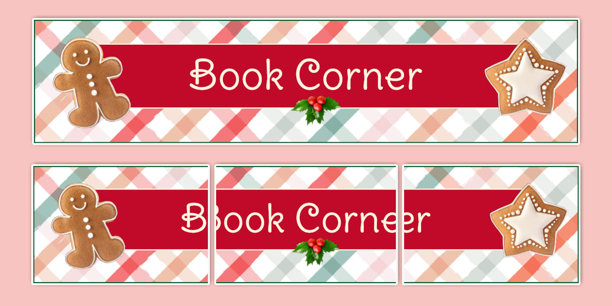 Gingerbread Christmas Themed Book Corner Display Banner
