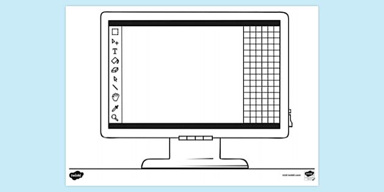 Window on a Computer Colouring Sheet | Colouring Sheet