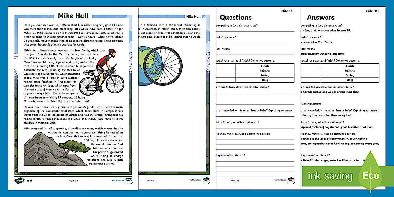 KS2 Mike Hall Differentiated Reading Comprehension Activity
