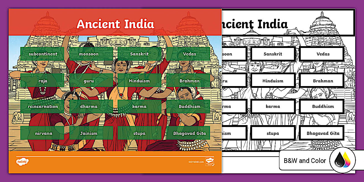 Sixth Grade Ancient India Vocabulary Mat - Twinkl