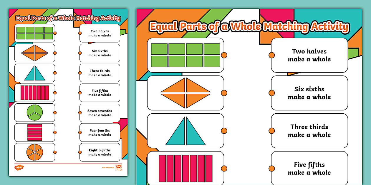 Equal Parts of a Whole Matching Activity (teacher made)