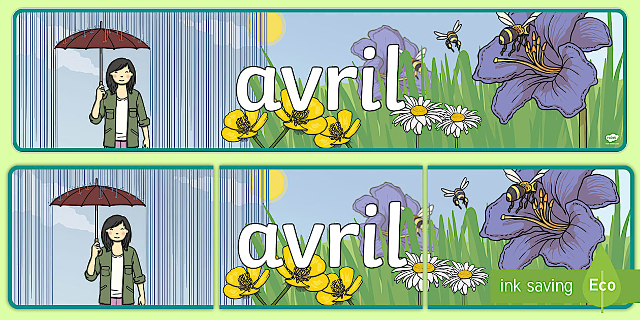Banderole d'affichage : Avril - Les mois de l'année