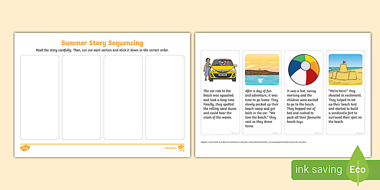 Summer Story Sequencing Strips (teacher made) - Twinkl