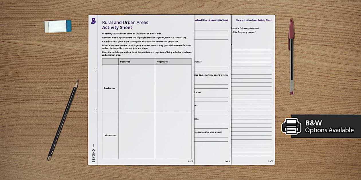 Rural and Urban Areas Activity