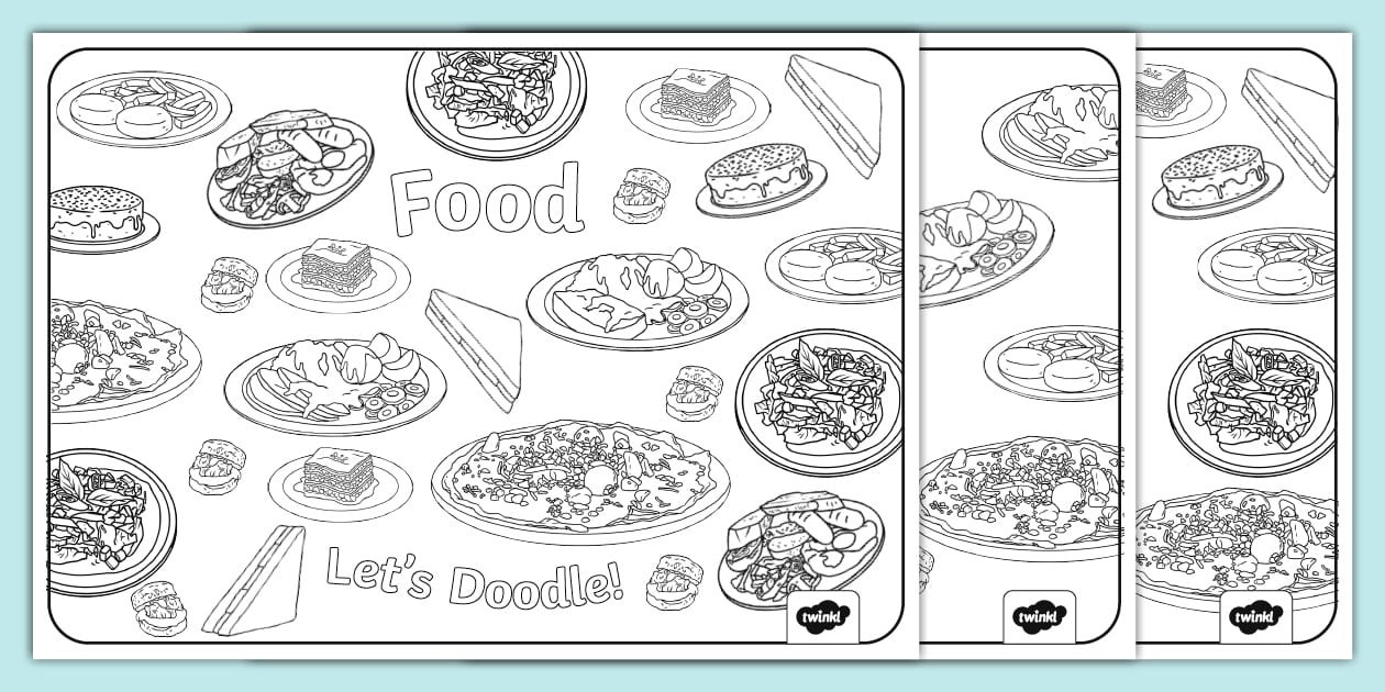 Let’s Doodle Food-Themed Colouring Pages (Teacher-Made)