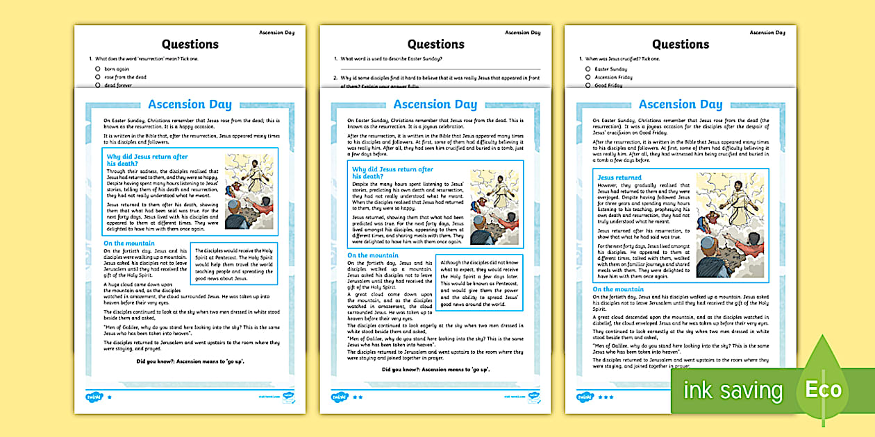 Ascension Day Differentiated Reading Comprehension Activity