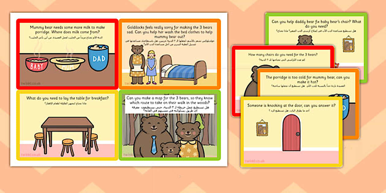 Challenge Cards Goldilocks Role Play Arabic Translation - arabic