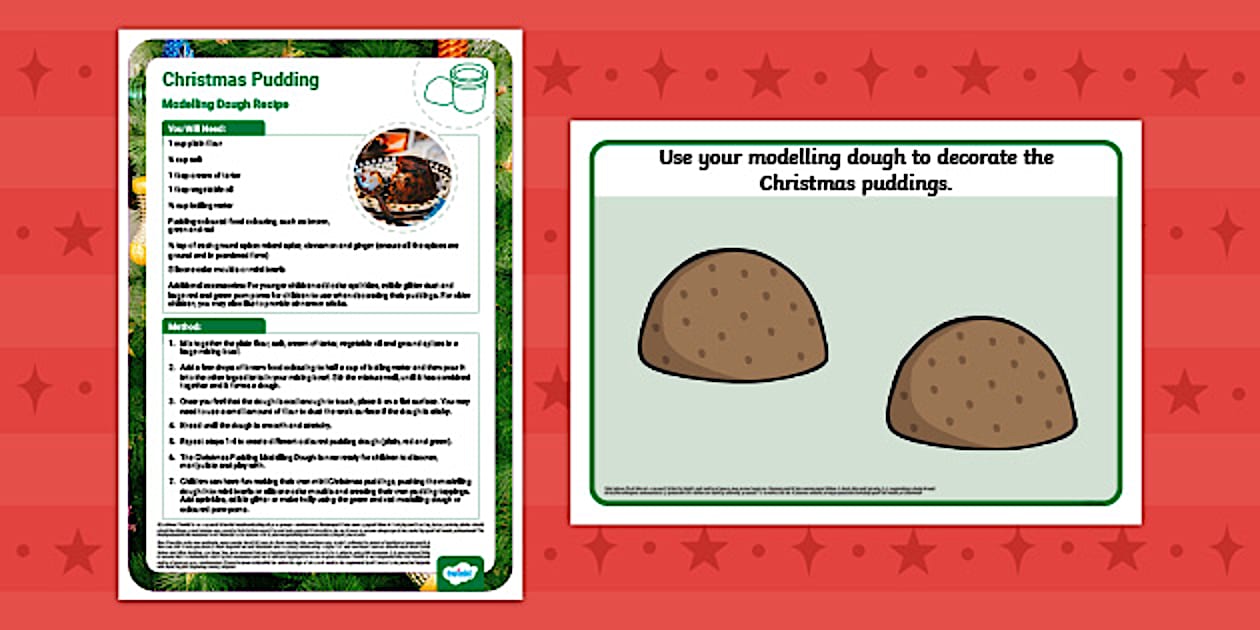 Christmas Pudding - Recipe and Modelling dough Mat - Twinkl