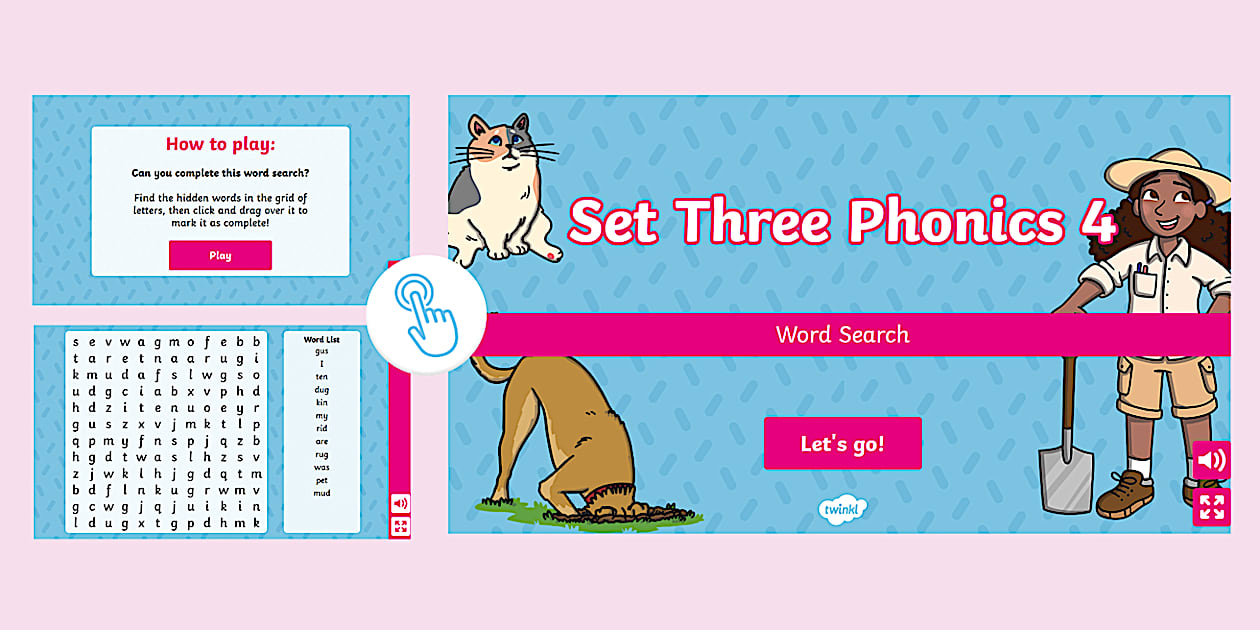 Set 3 Word Search to Support the Teaching of Phonics Plus 4