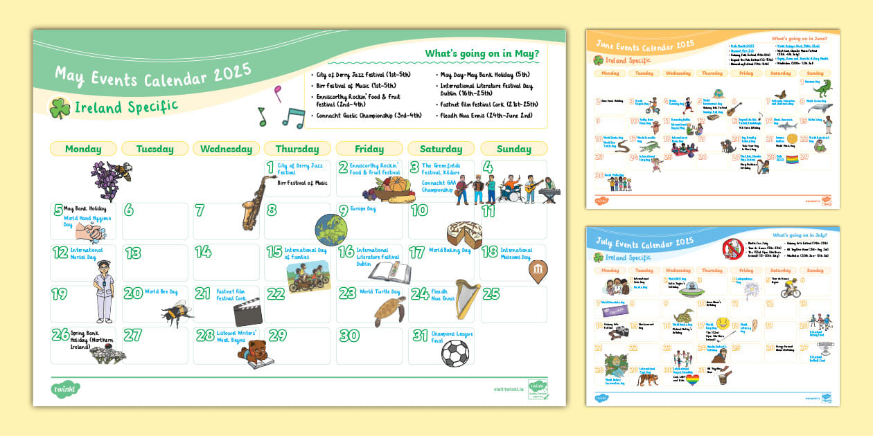 Summer Events Calendar Pack (Ireland Specific) - Twinkl