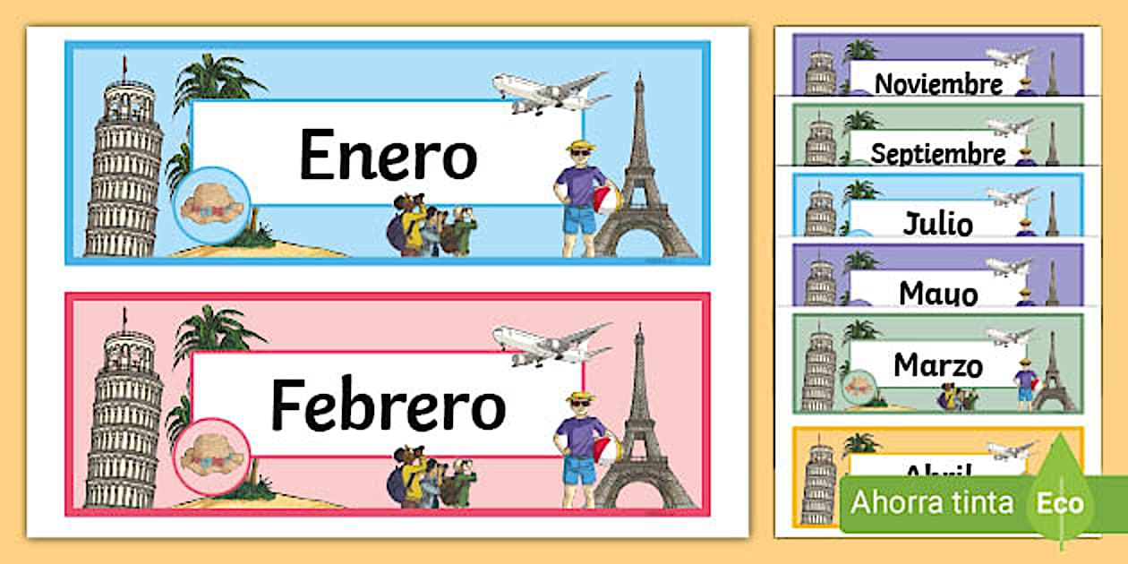 Meses del año - temática de viajes (teacher made) - Twinkl
