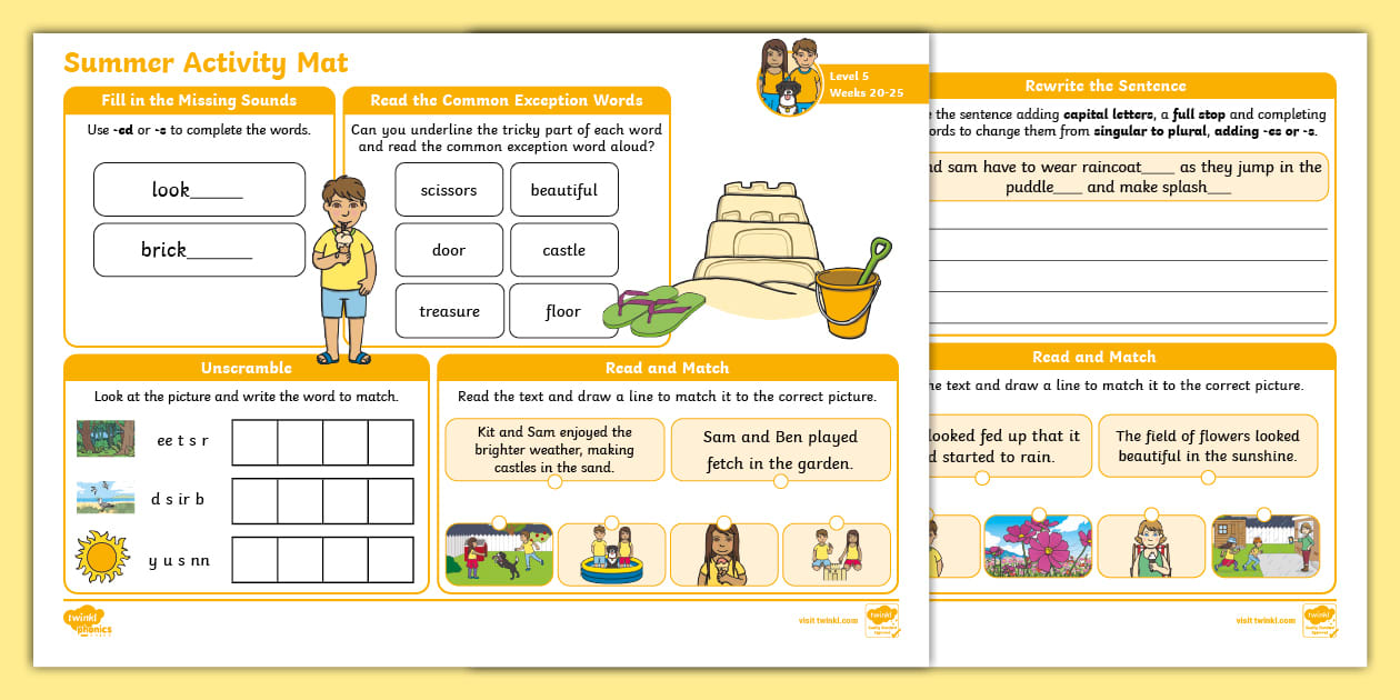 Level 5 Summer-Themed Activity Mat- Primary Resources