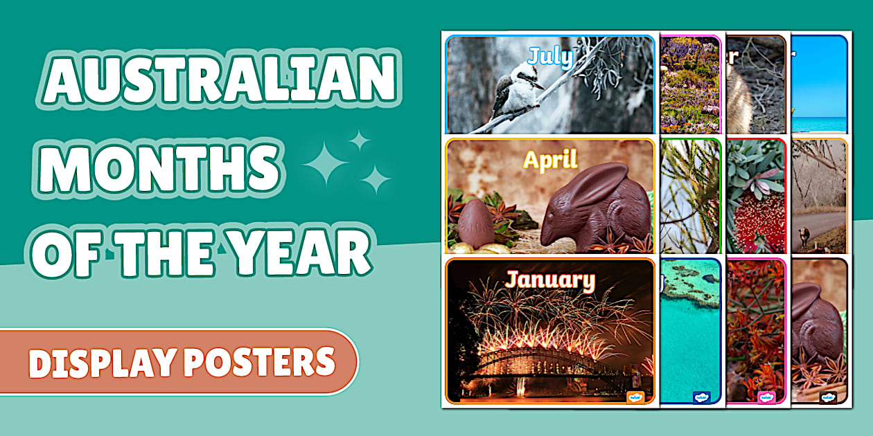 Australian Months of the Year Display Posters with Photos