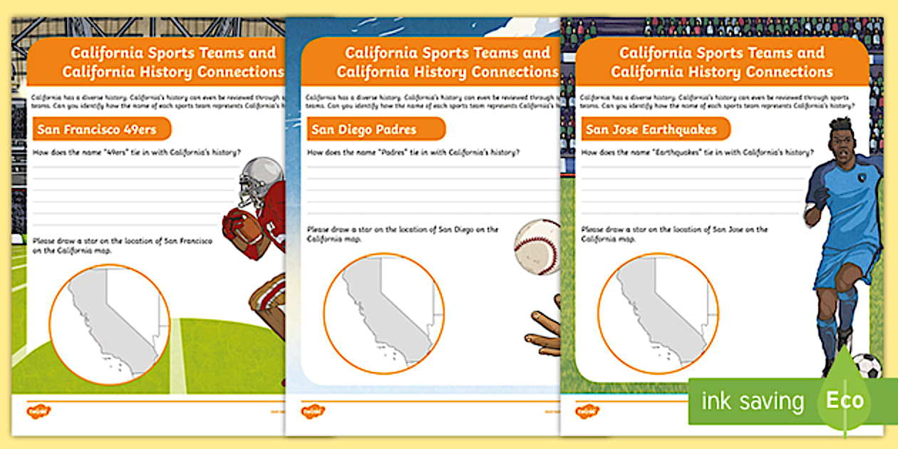 California Sports Teams History Connections Worksheet