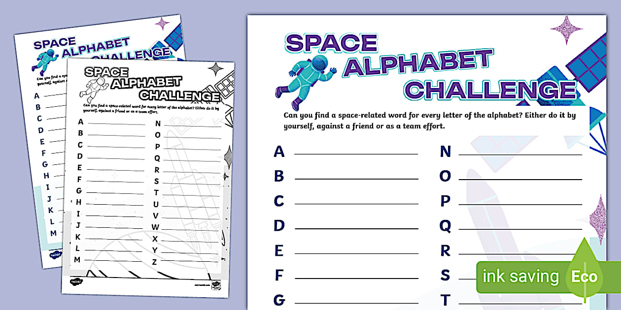 Space Alphabet Challenge Worksheet (teacher made) - Twinkl