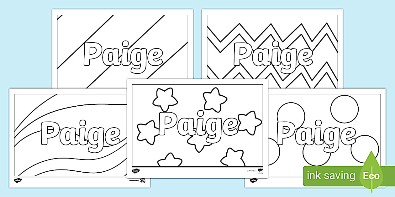 Paige Name Simple Colouring Activity Sheets (teacher made)