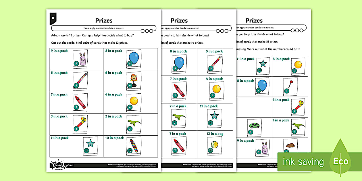 Party Number Bonds Differentiated Worksheet / Worksheets