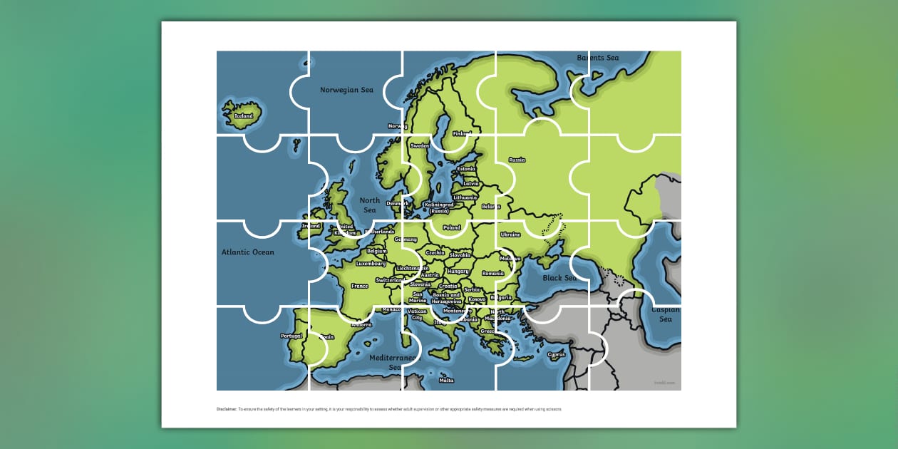 * NEW * Map of Europe Jigsaw Puzzle (teacher made) - Twinkl