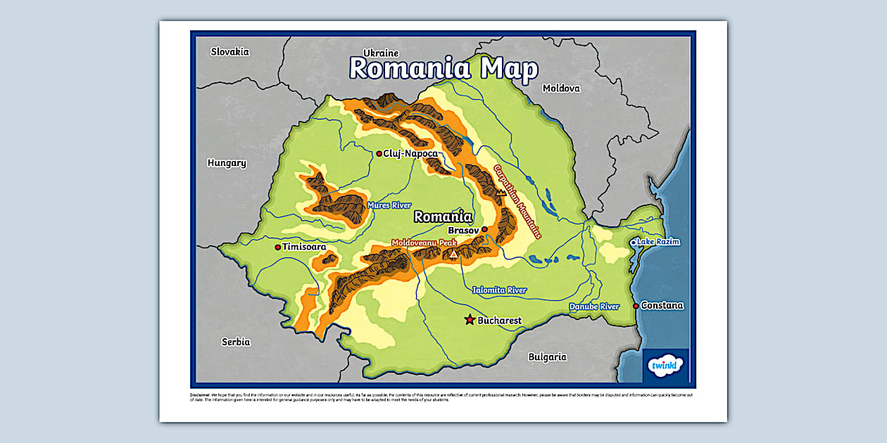 Map of Romania KS2 - Twinkl - Geography (teacher made)
