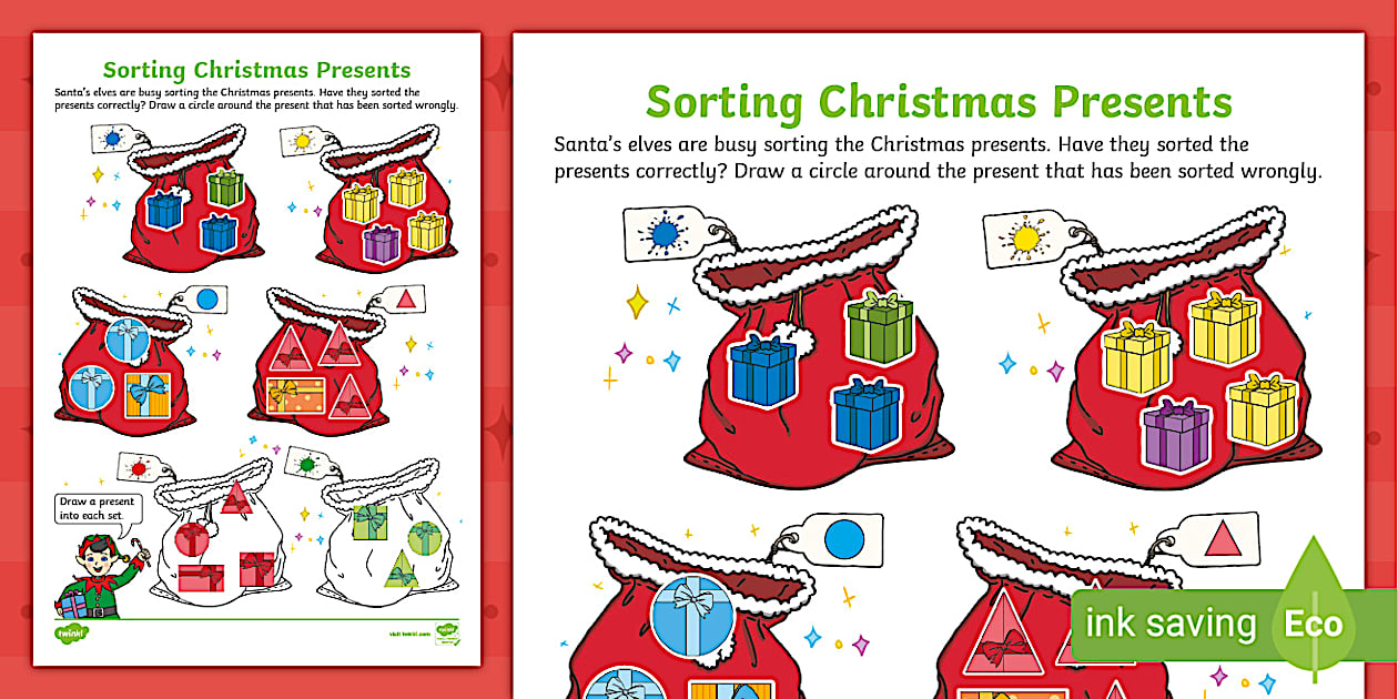 Sorting Christmas Presents Maths Activity Sheet | Twinkl