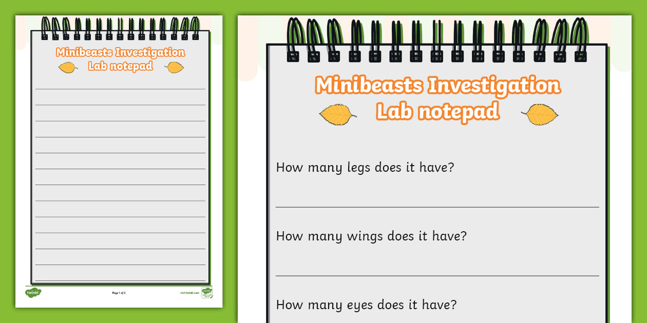 Minibeasts Investigation Lab Notepad (teacher made) - Twinkl