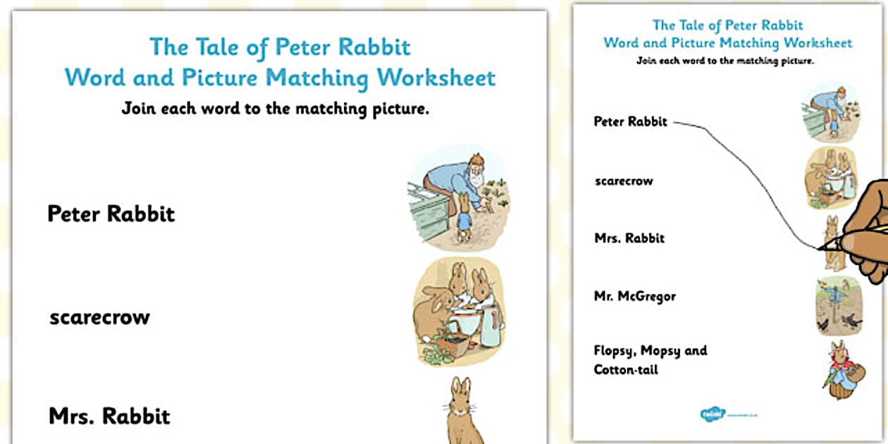 The Tale of Peter Rabbit Word and Picture Match - peter rabbit