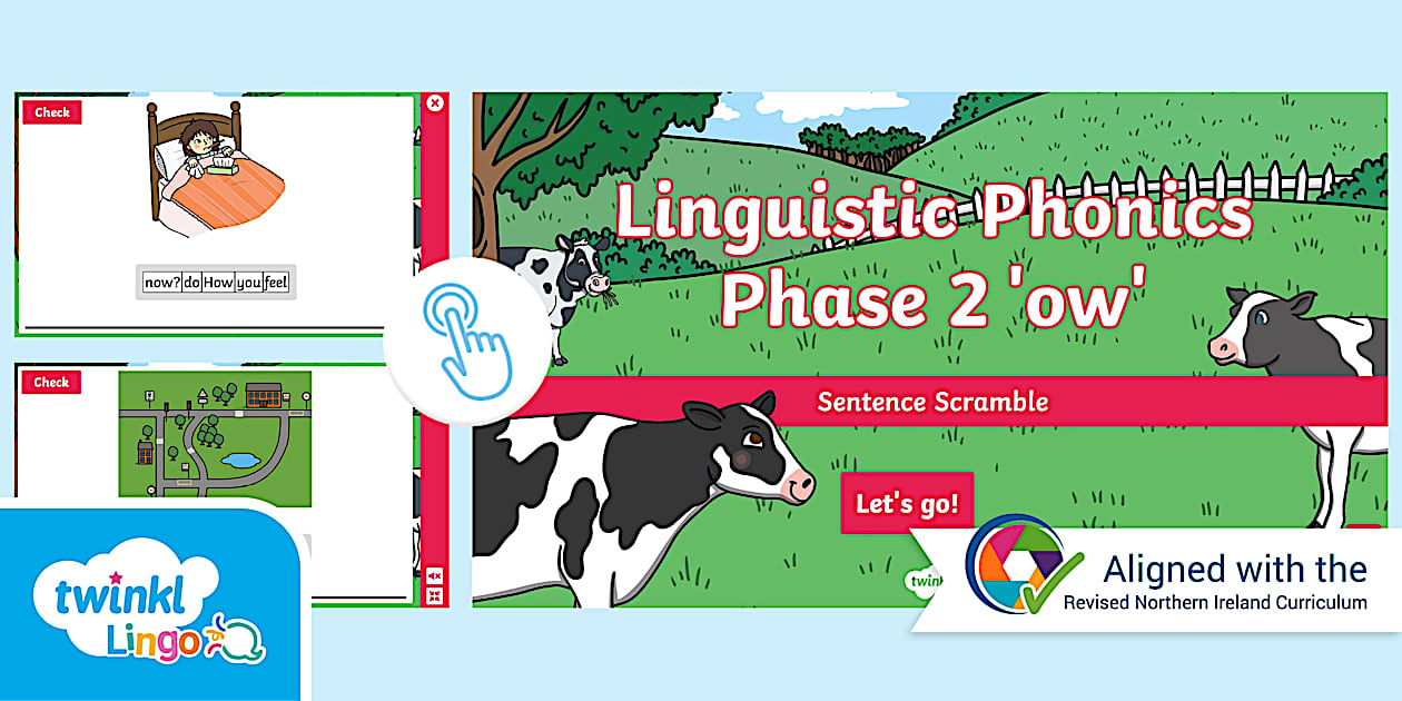 Linguistic Phonics Phase 2 'ow' Sentence Scramble Activity
