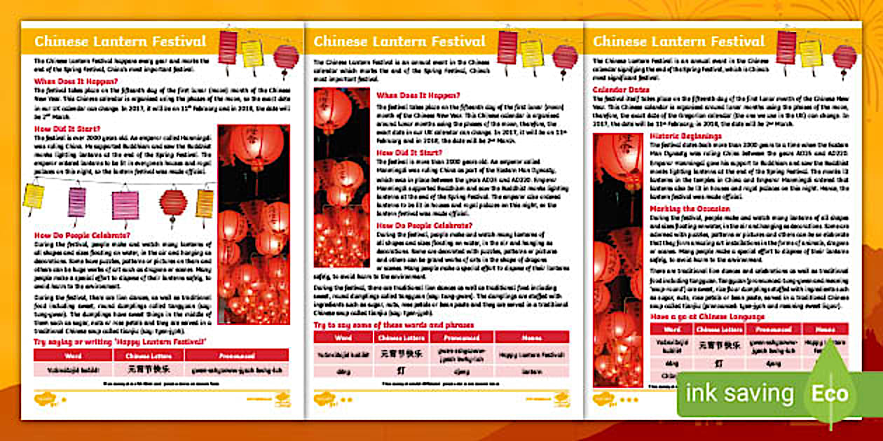 Chinese Lantern Festival Reading Comprehension - ESL Chinese Lantern ...
