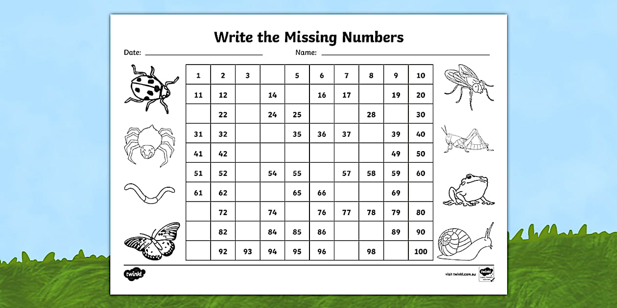 Minibeasts Cute Missing Numbers Number Squares - counting aid