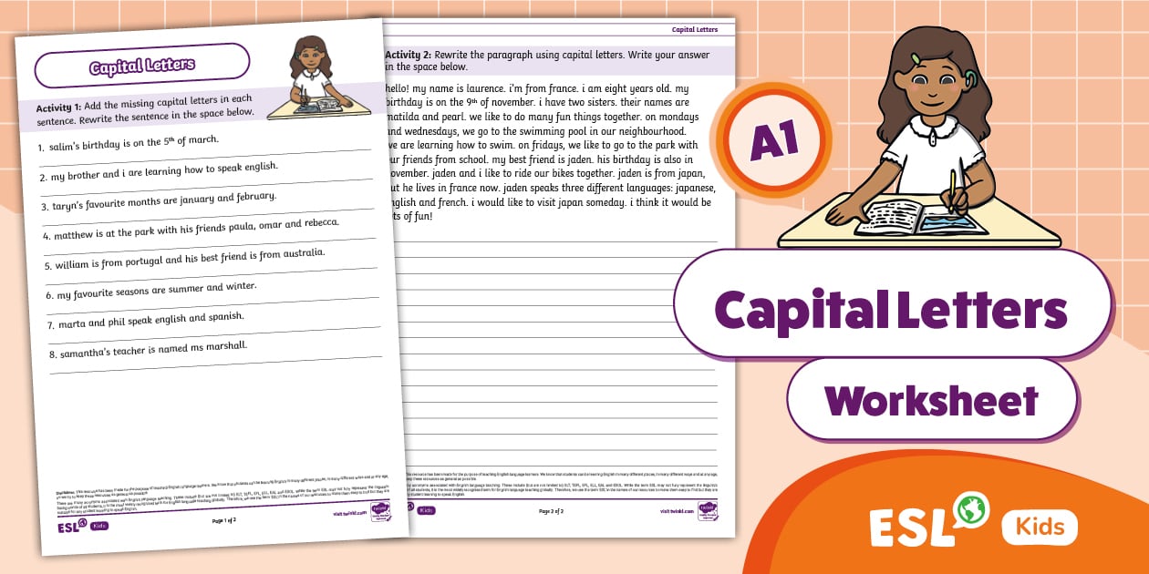 Capital Letters Writing Activity for Kids