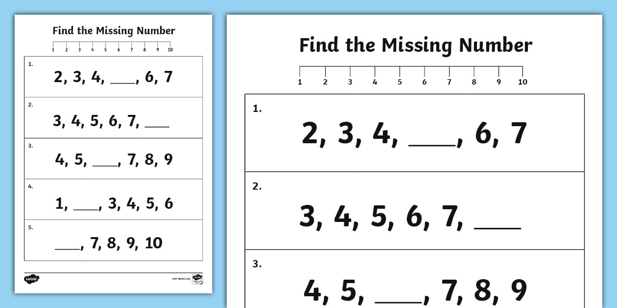 Find the Missing Number Worksheet / Worksheet (teacher made)