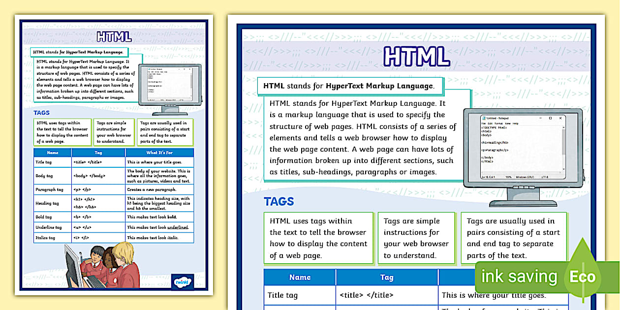 HTML Information Poster - Twinkl - display - KS2 - Twinkl