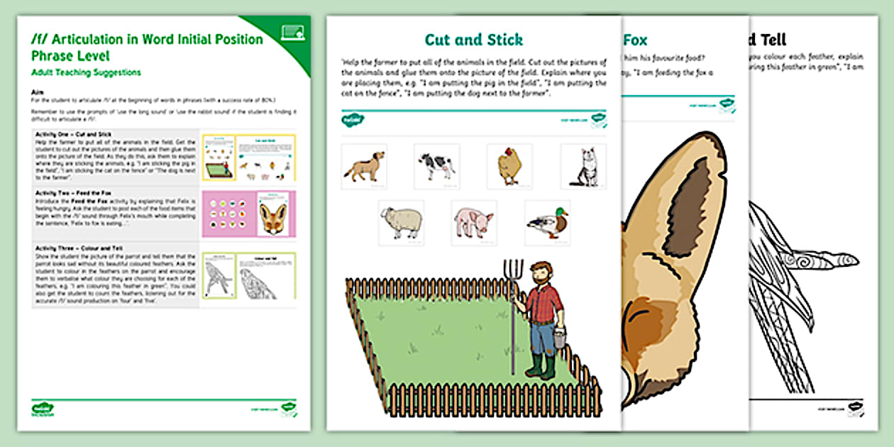 /f/ Articulation in Word Initial Position Phrase Level Activity Pack