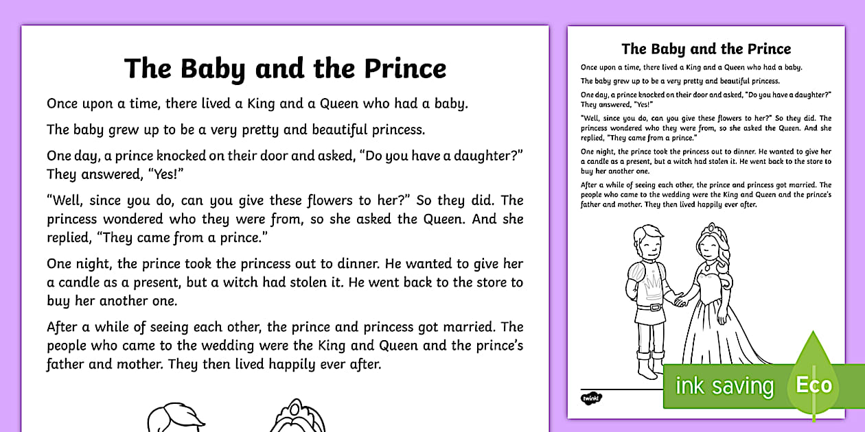 The Baby and the Prince Narrative Writing Sample - Twinkl
