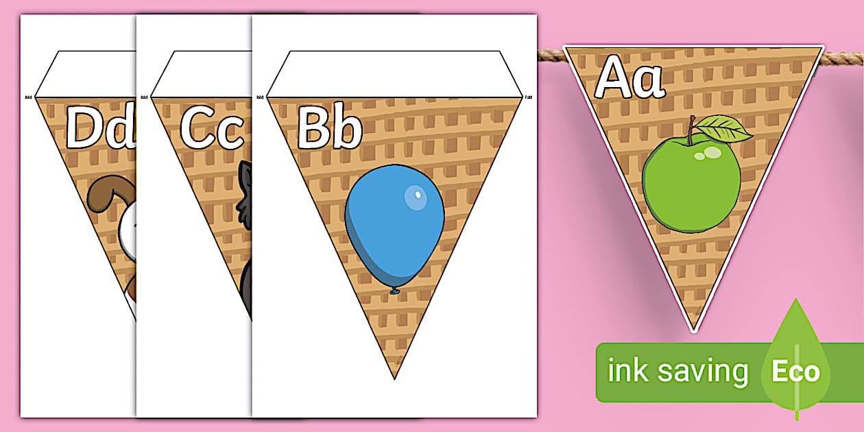 Wooden-Themed Mnemonic Alphabet Display Bunting - Twinkl