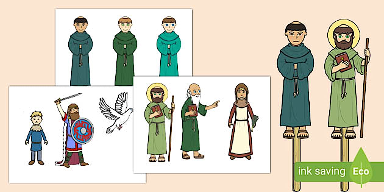 Saint David Story Stick Puppets - Primary Resources - Twinkl