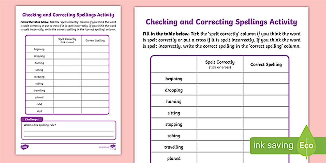 Editable Adding ing and ed Spelling Correction Activity